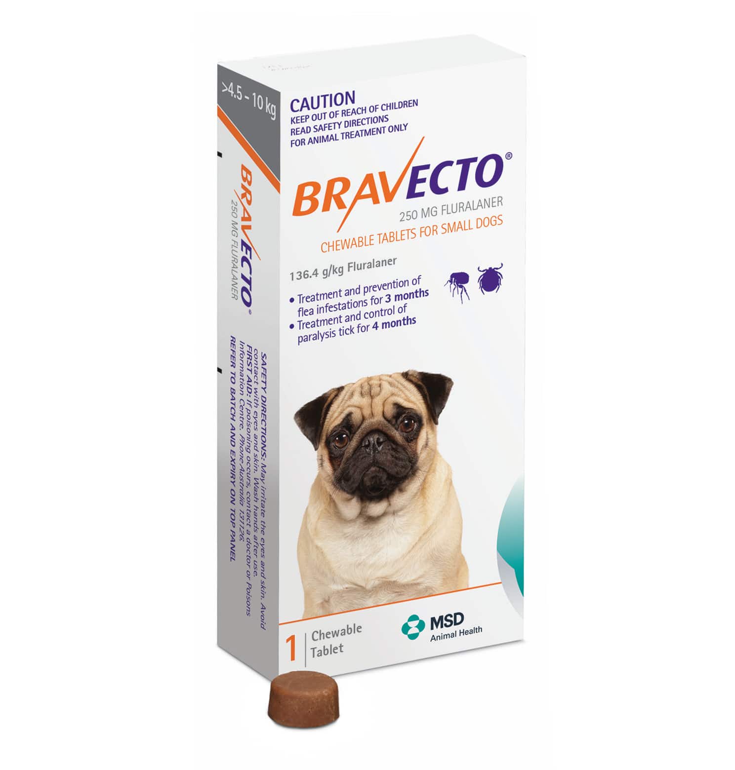 Bravecto Flea and Tick Dog 4.5kg-10kg - Swanbourne Vet Centre